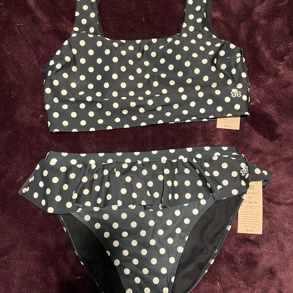 Albion Fit | Swim | Albion Fit Polka Dot Bikini Set Black And White ...